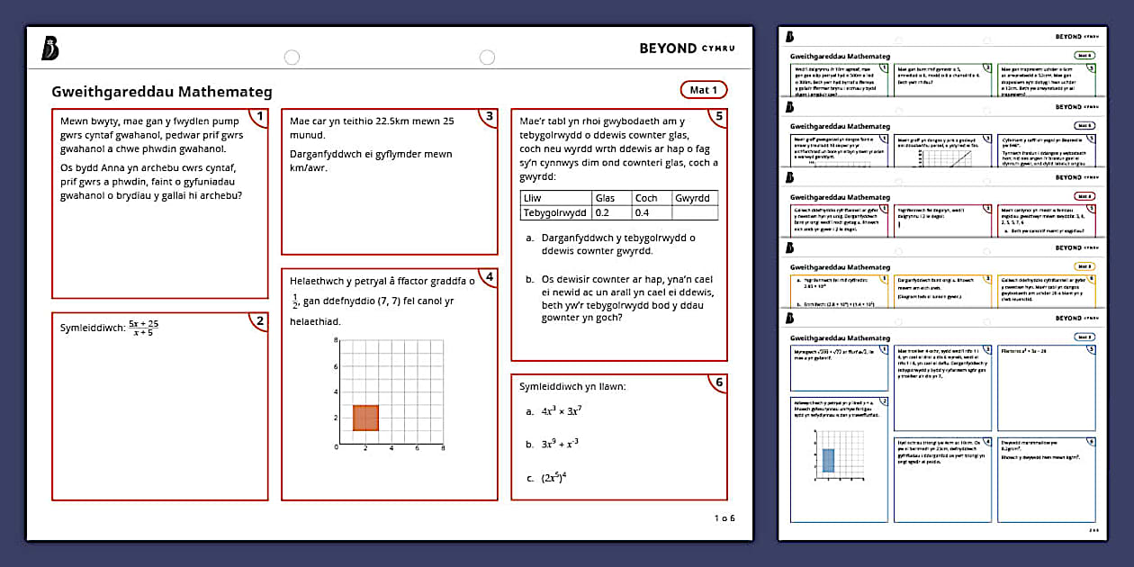 Gweithgareddau Mathemateg: Matiau Canolradd (teacher made)