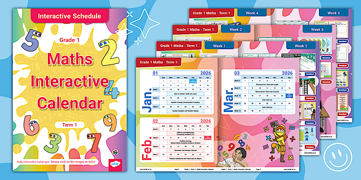 Teacher Grade 1 Maths - Term 1 - Guide -Interactive Calendar