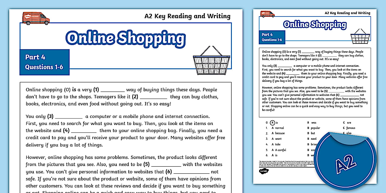ESL A2 KET Reading and Writing Part 4 - Online Shopping