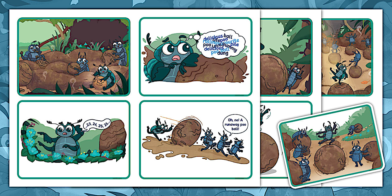 The Dancing Dung Beetle Story Sequencing Cards - Twinkl