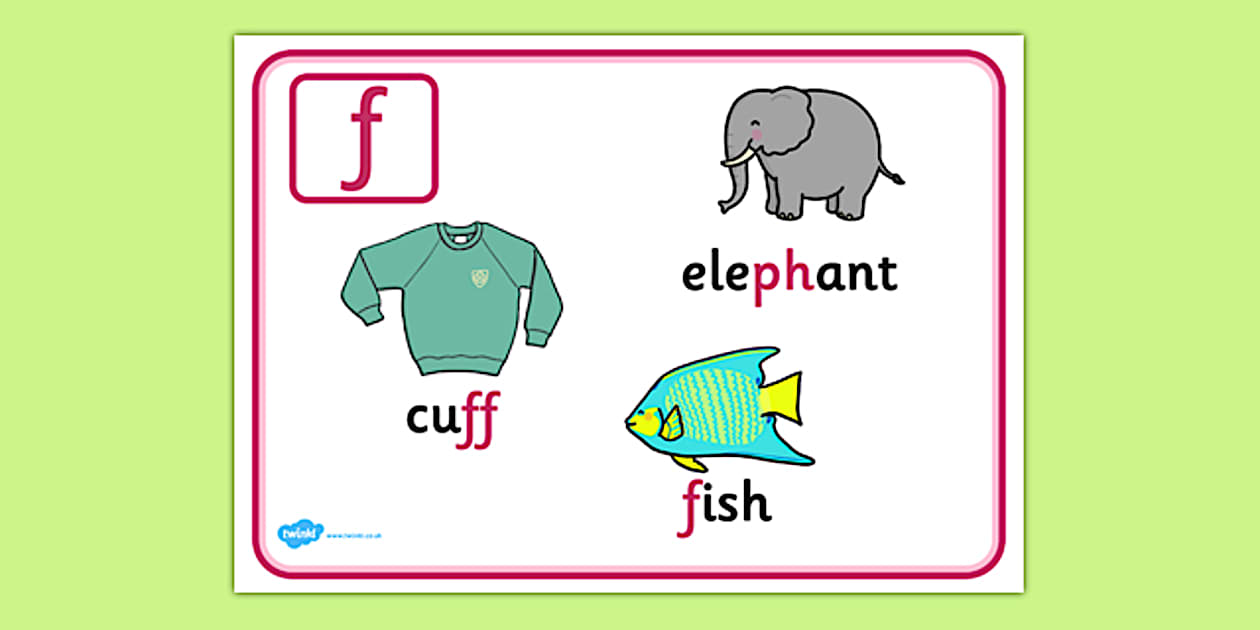 Alternative Spellings for f Display Poster - Twinkl