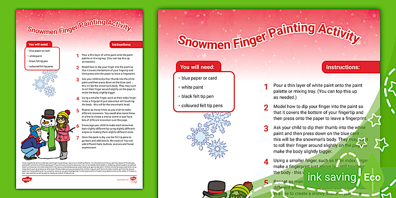 Snowman Finger Painting Activity (teacher made) - Twinkl