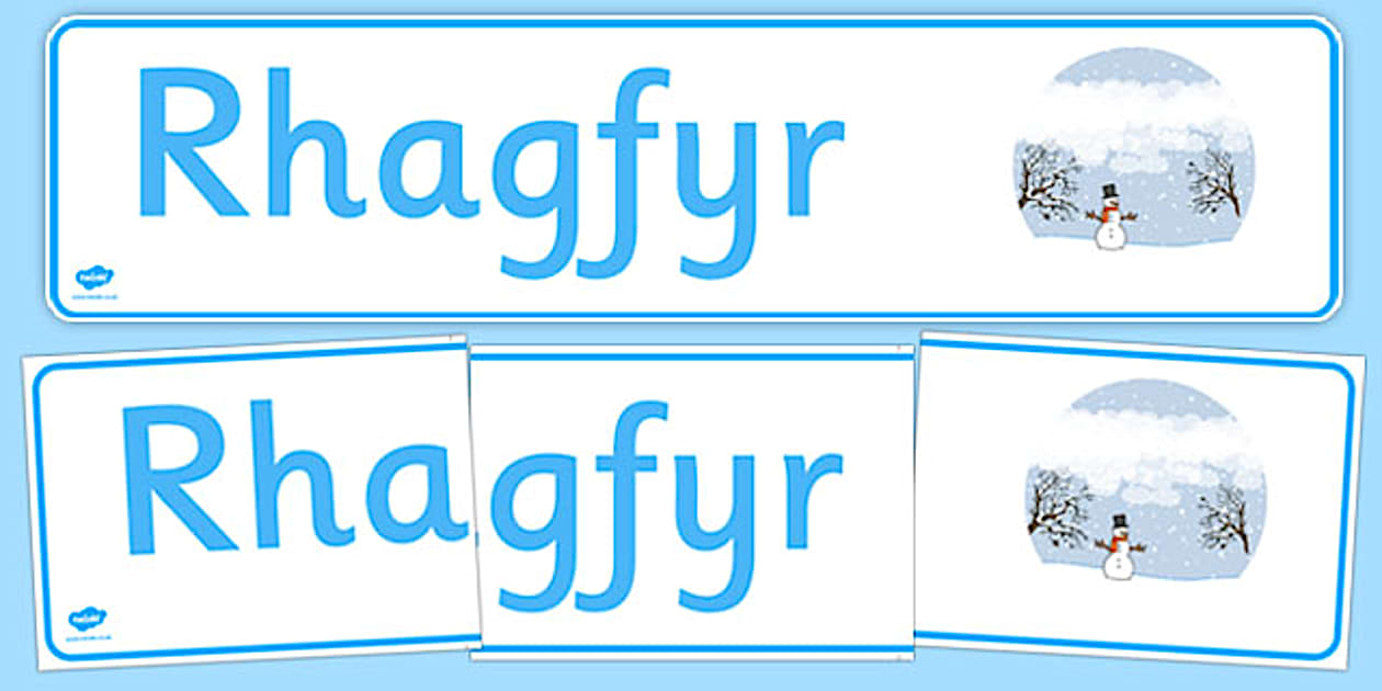 Welsh for December Display Banner | Rhagfyr | Twinkl Wales