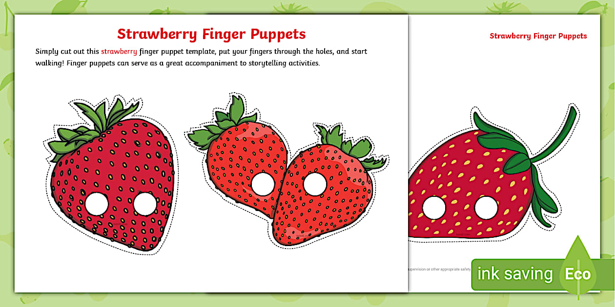 Strawberry Finger Puppets (teacher made) - Twinkl