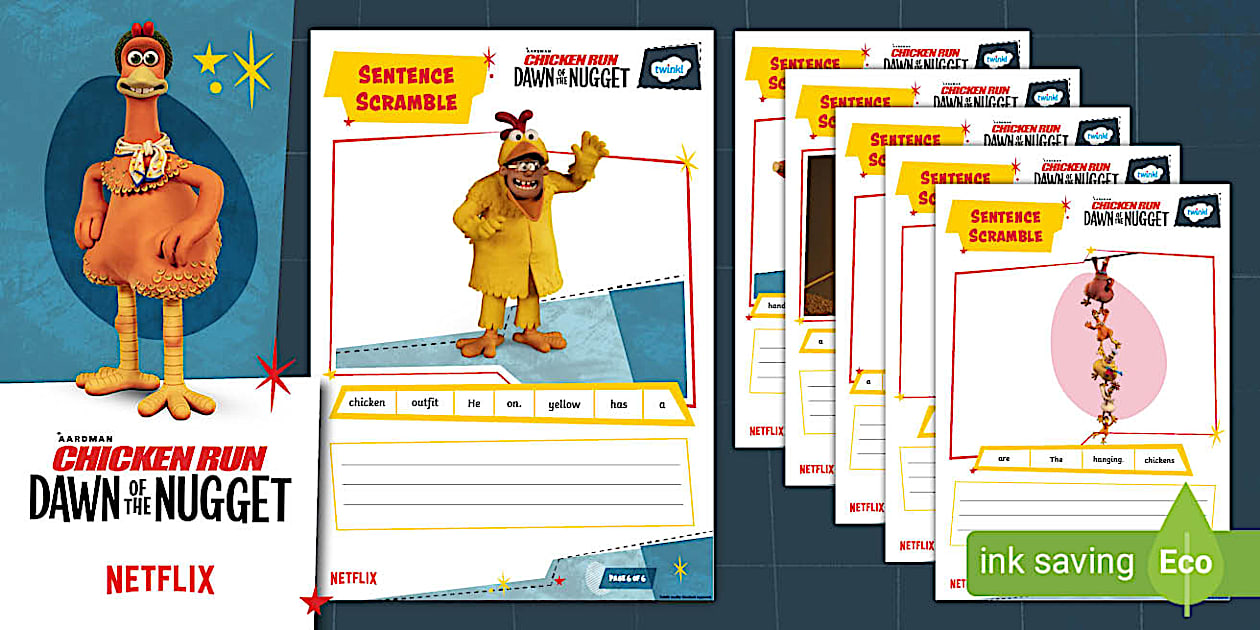 FREE! - Chicken Run: Dawn of the Nugget - Simple Sentence Scramble Activity