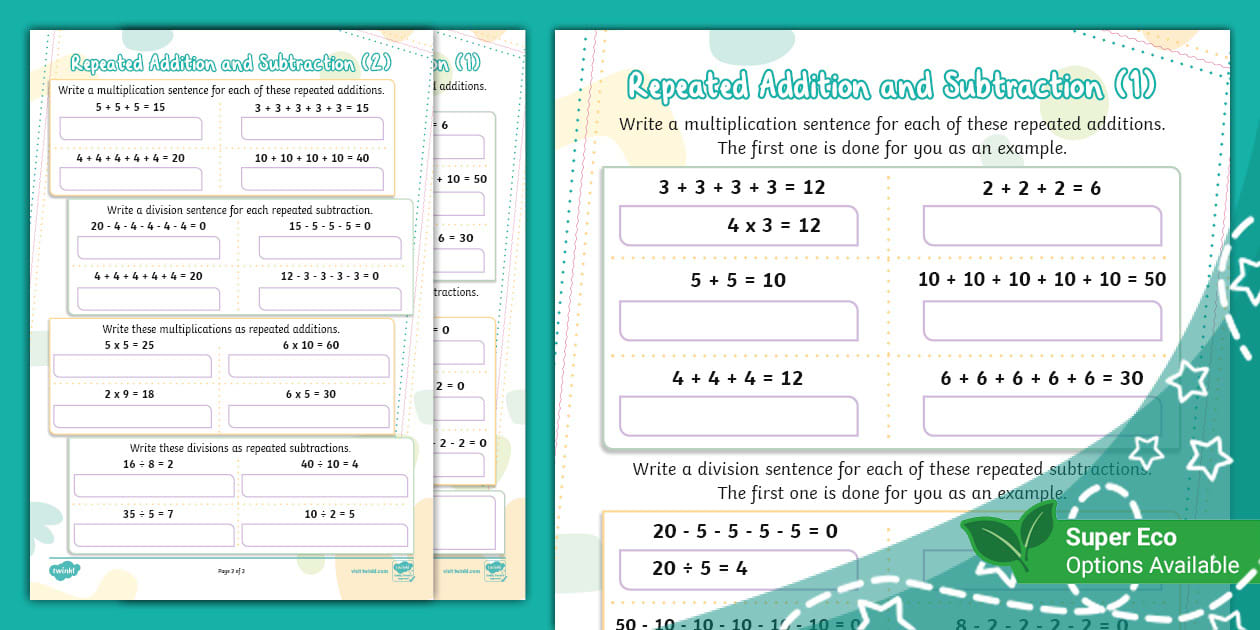 Repeated Addition and Subtraction Sheets (Ages 6 - 7)