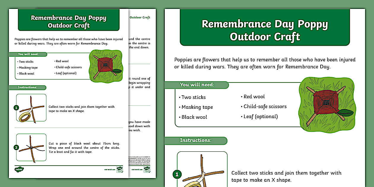Remembrance Day Poppy Outdoor Craft Activity | Twinkl