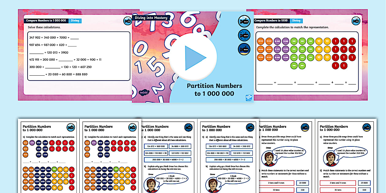 👉 Y5 DiM: Step 8 Partition Numbers to 1 000 000 Teaching Pack 👉 Y5 DiM: Step 8 Partition Numbers to 1 000 000 Teaching Pack