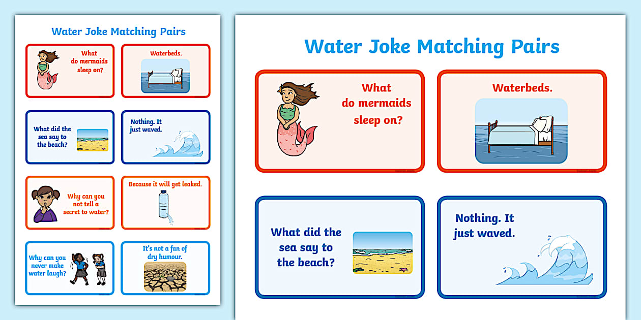 Water Jokes for Kids Matching Cards