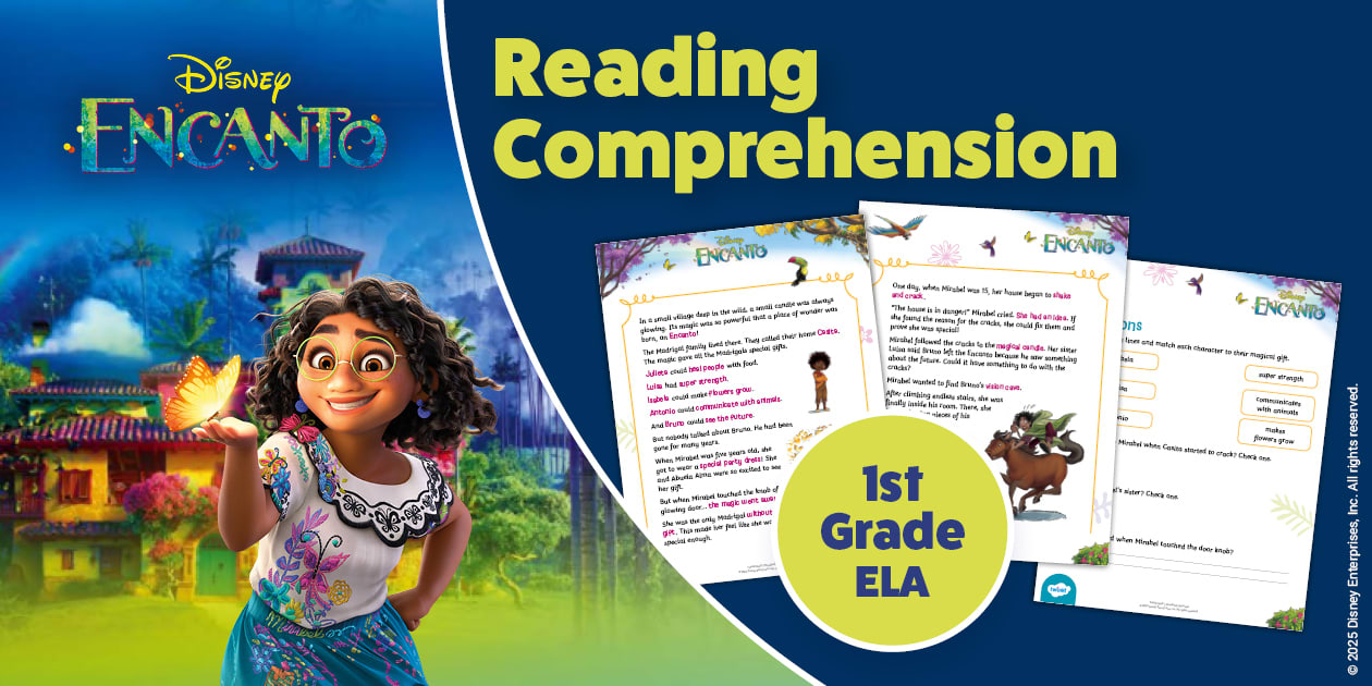 Encanto: First Grade Reading Comprehension Worksheet
