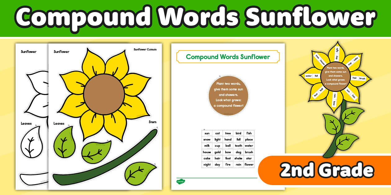 Second Grade Compound Words Sunflower Craft Activity