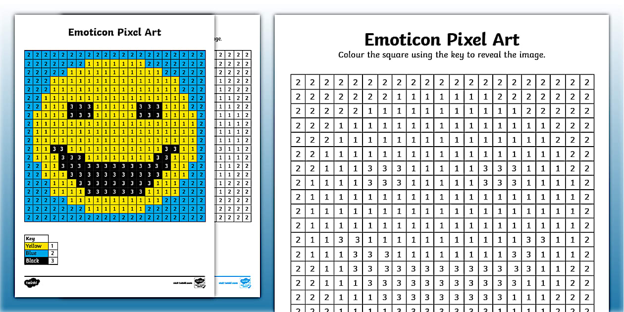 Emoticon Pixel Art Template (teacher made) - Twinkl