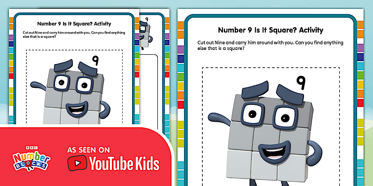 Numberblocks: Is It Square? Number 9 Worksheet - Twinkl
