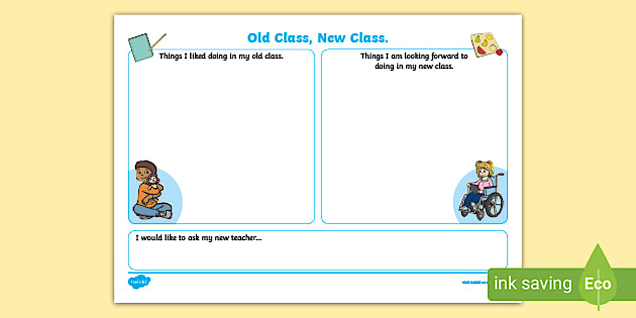 Old Class, New Class Transition Worksheet (teacher made)