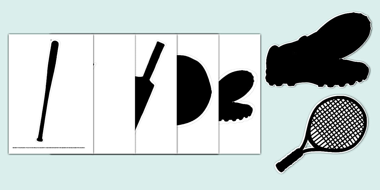 Sports Equipment Silhouette Cut-Outs (teacher made) - Twinkl