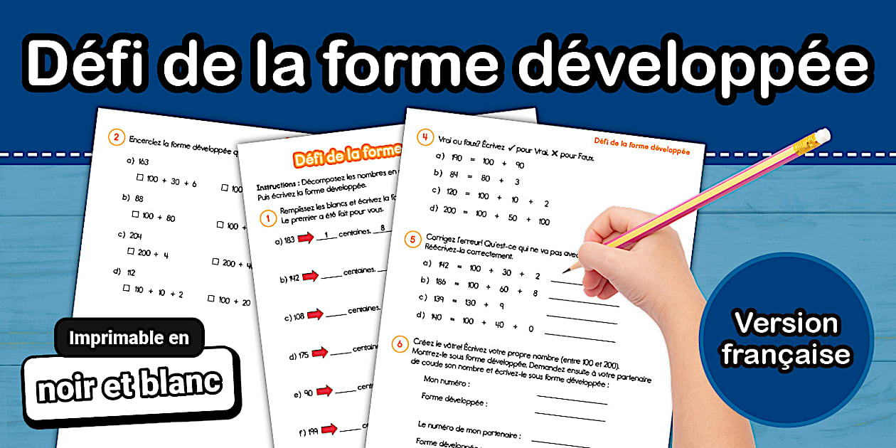 Worksheet 1: Expanded Form Challenge French