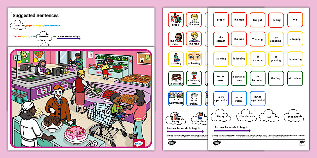 Colourful Semantics Shopping Picture Scene - Twinkl