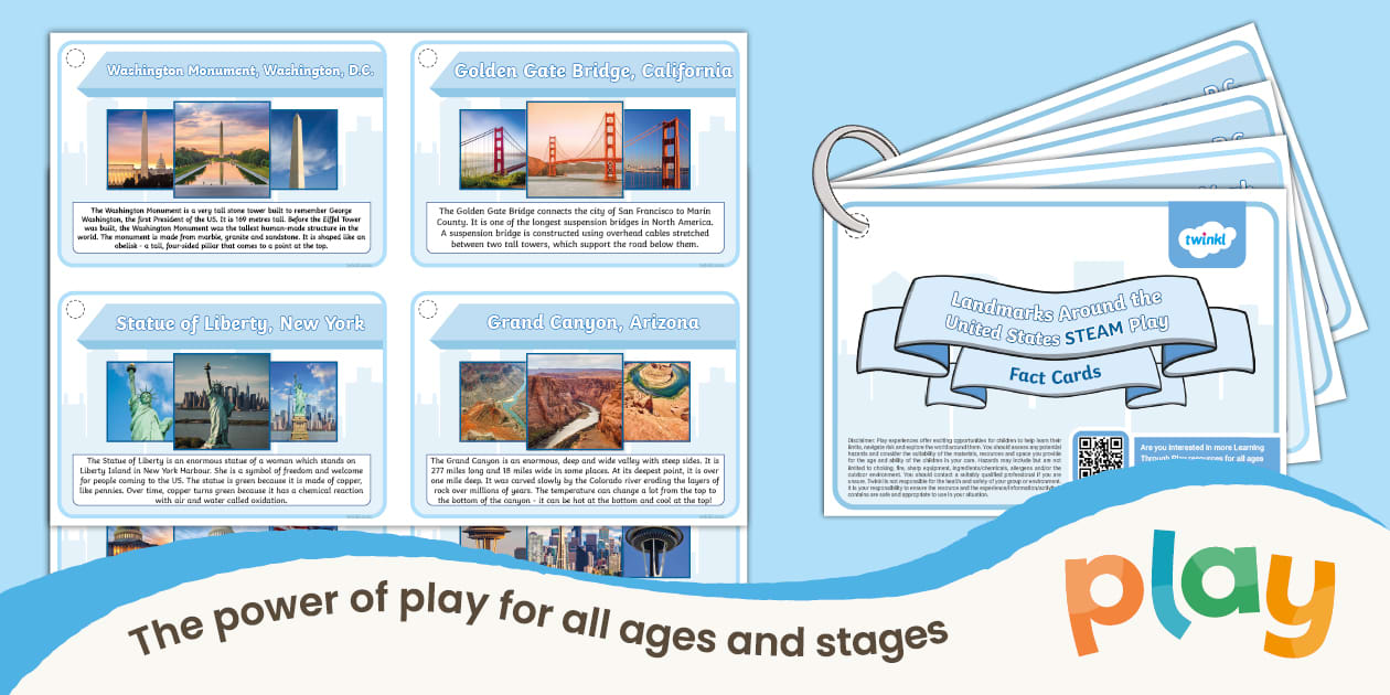 Landmarks Around the United States STEAM Play Fact Cards
