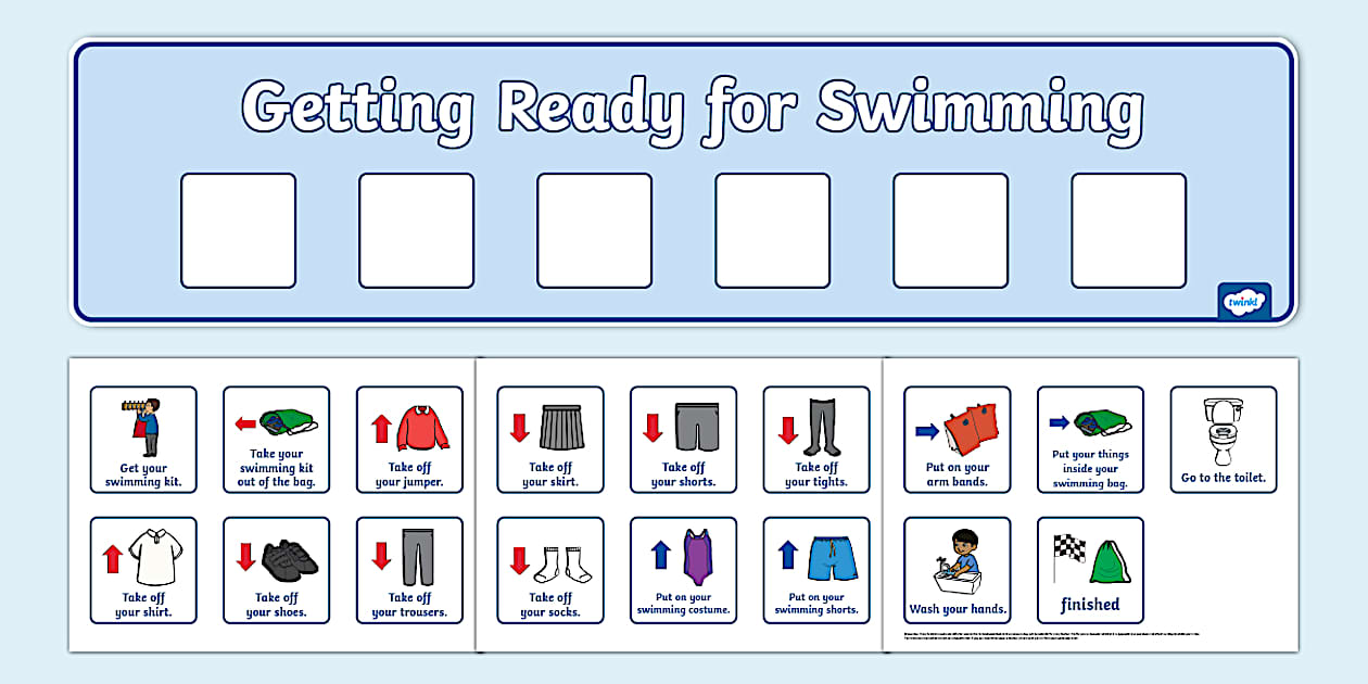 Getting Ready for Swimming Visual Sequencing Strip - Twinkl