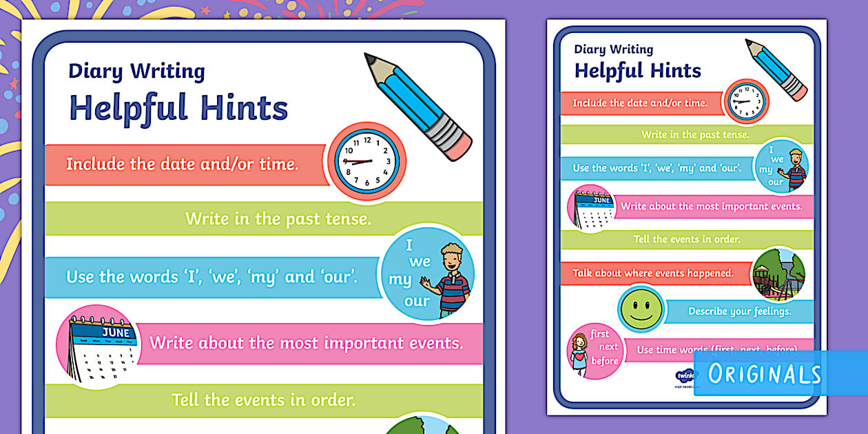 Editable Diary Writing Helpful Hints Prompt Sheet - Twinkl