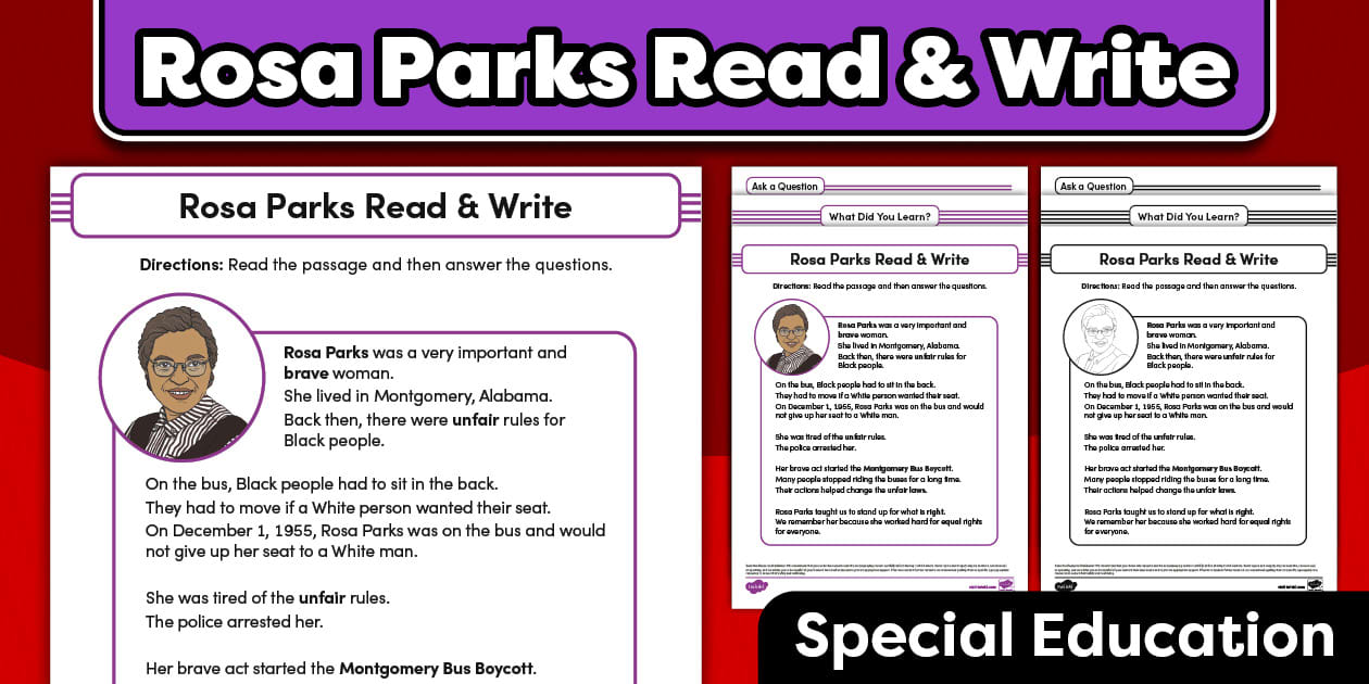 Rosa Parks Read and Write | Black History Month