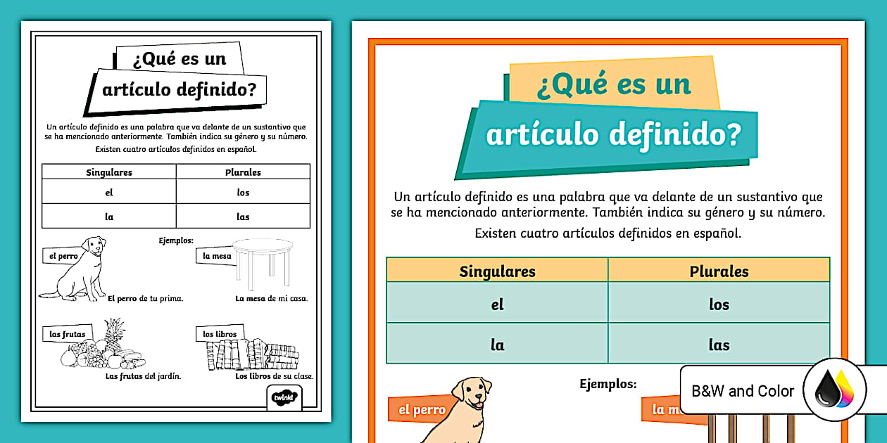 Póster: Artículos definidos - Twinkl