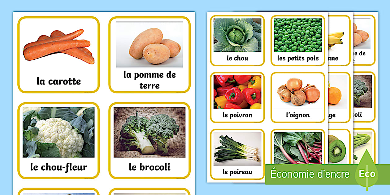 Liste de légumes et de fruits avec photos - Twinkl