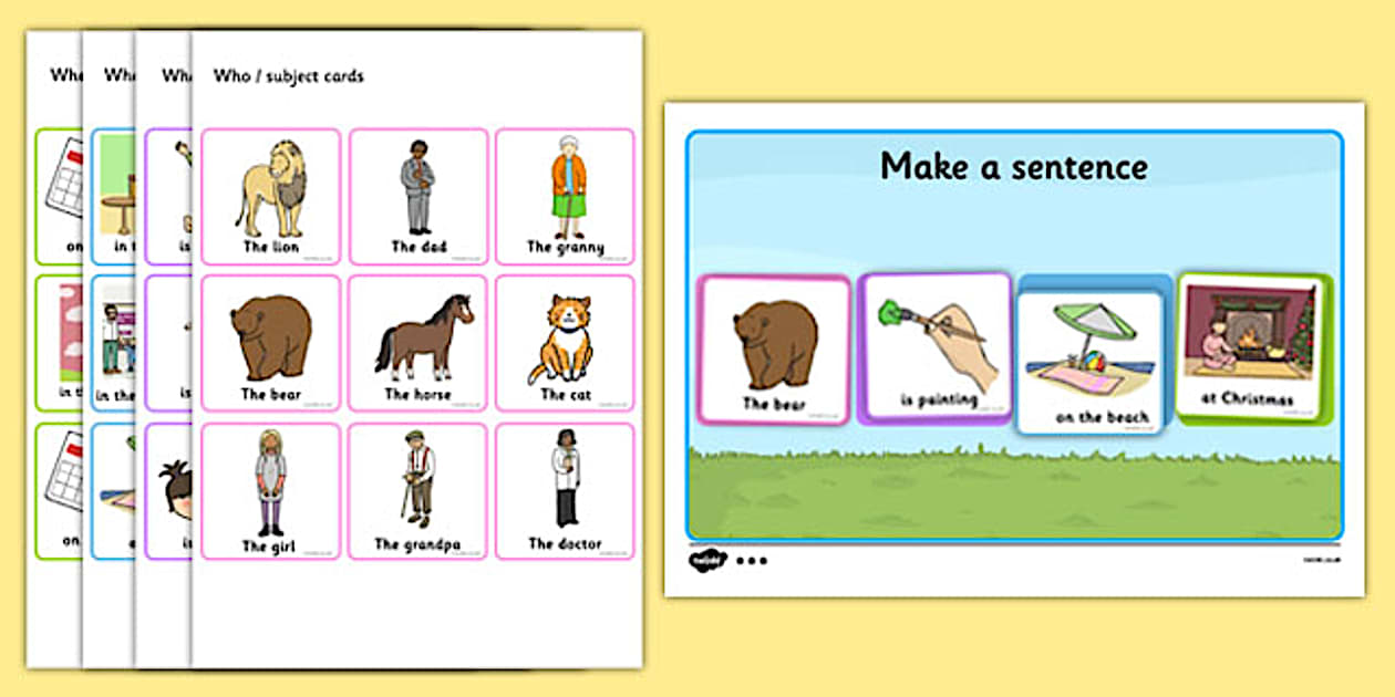 Editable Make a Sentence - Who, What Doing, Where, When?