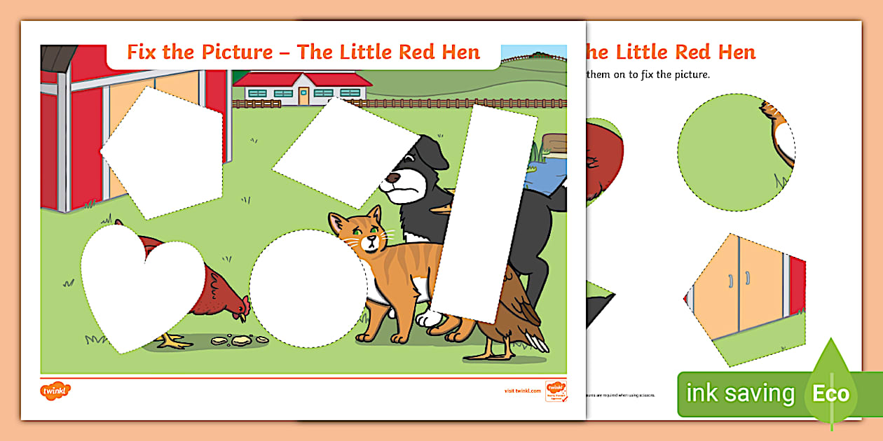 The Little Red Hen Fix the Picture Activity (teacher made)