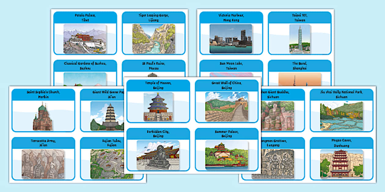 China Landmarks Flash Cards (teacher made) - Twinkl