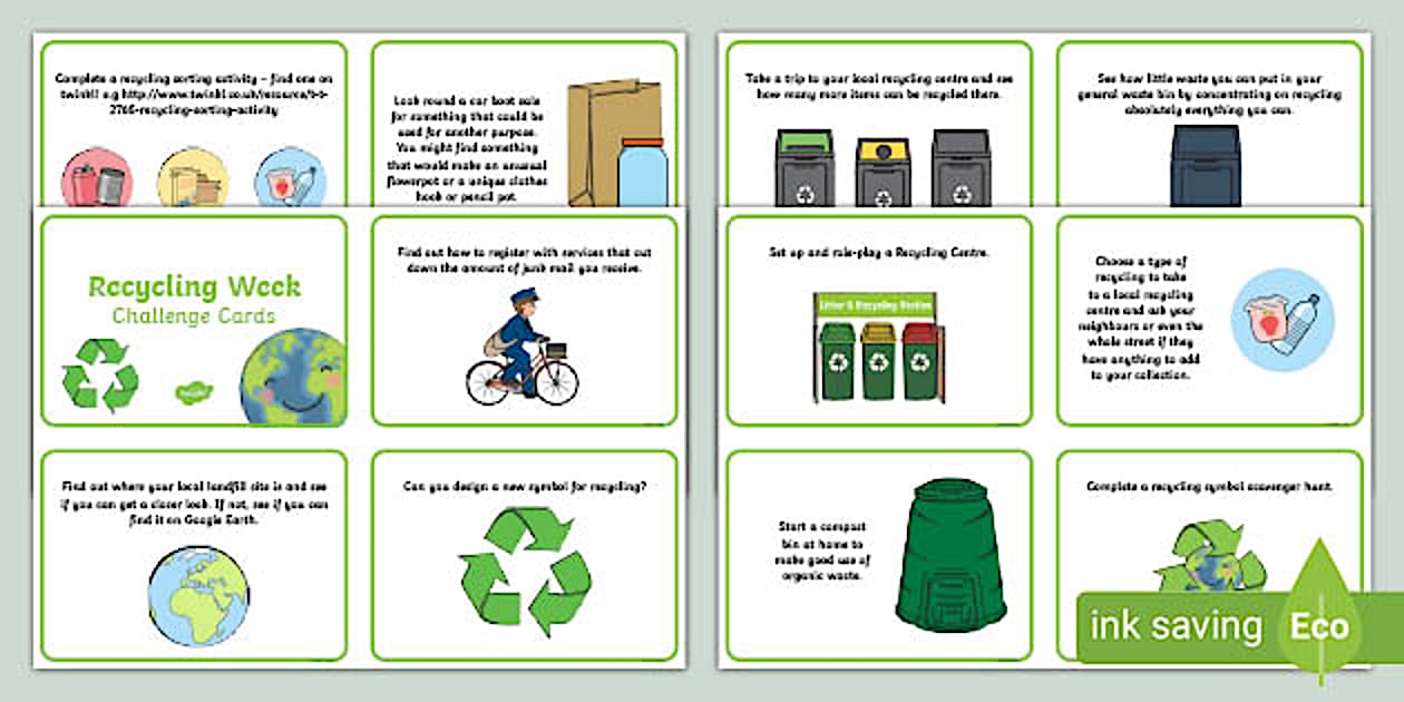Recycling Week Challenge Cards (teacher made) - Twinkl