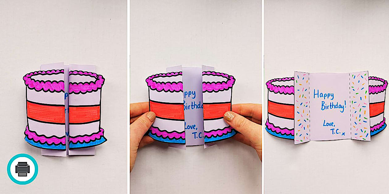 Birthday Cake Folding Card | Birthday Crafts (Teacher-Made)