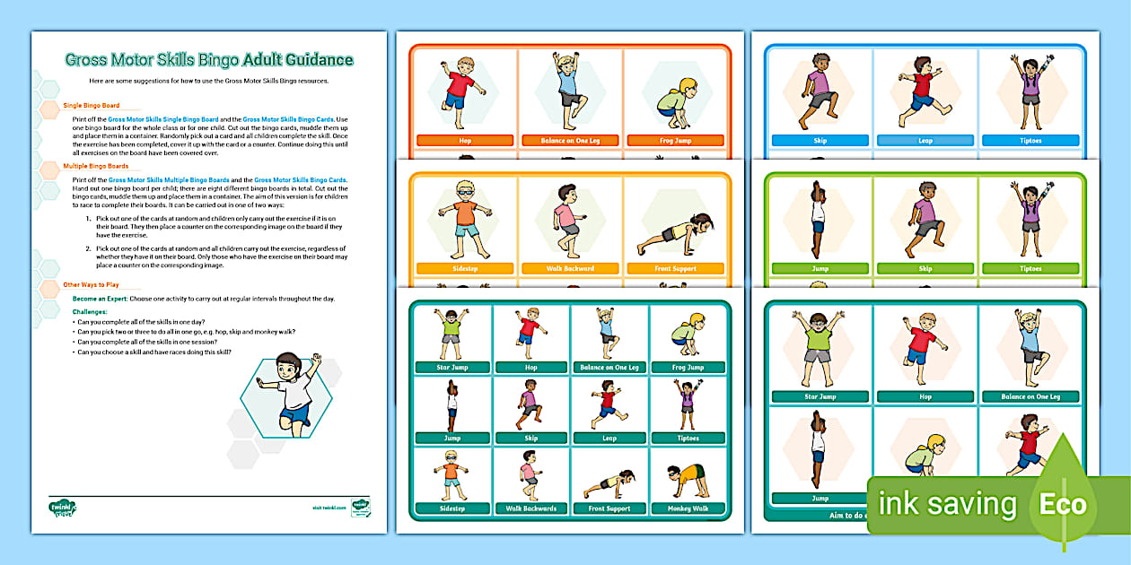 Gross Motor Skills Bingo Activity Pack - EYFS/KS1 - Twinkl