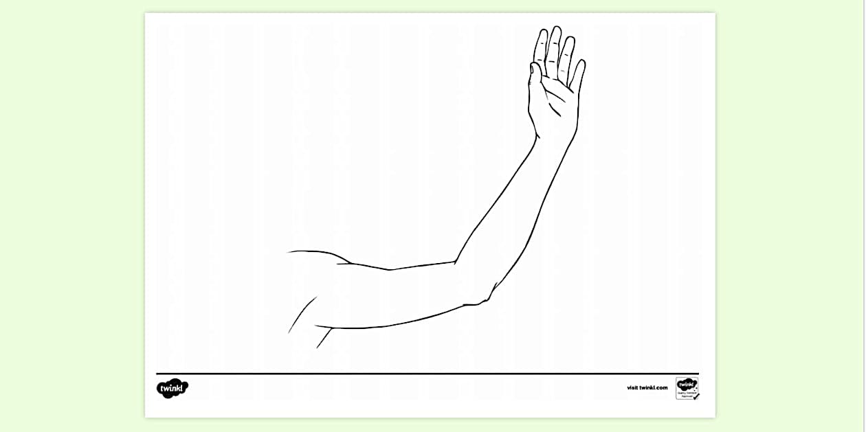 Bent Waving Arm Colouring Sheet | Colouring Sheets - Twinkl