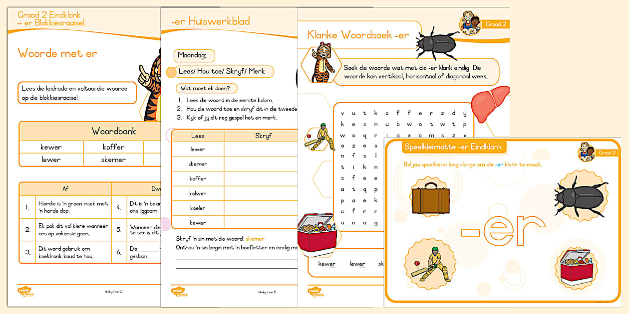 Graad 2 Klanke Hulpbronpakket: -er (Teacher-Made) - Twinkl
