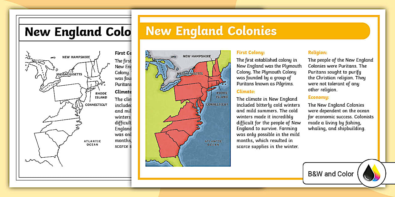 13 Colonies: Characteristics of the 3 Regions - Large Poster