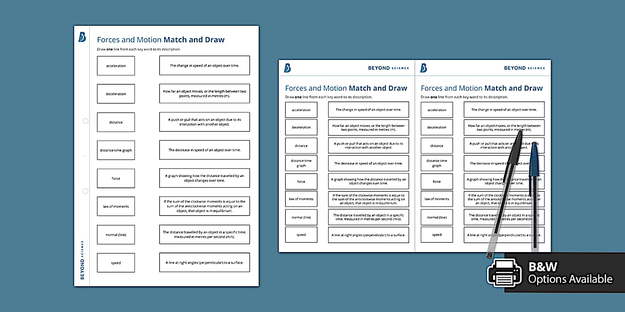 Forces and Motion Match and Draw | KS3 Science | Beyond