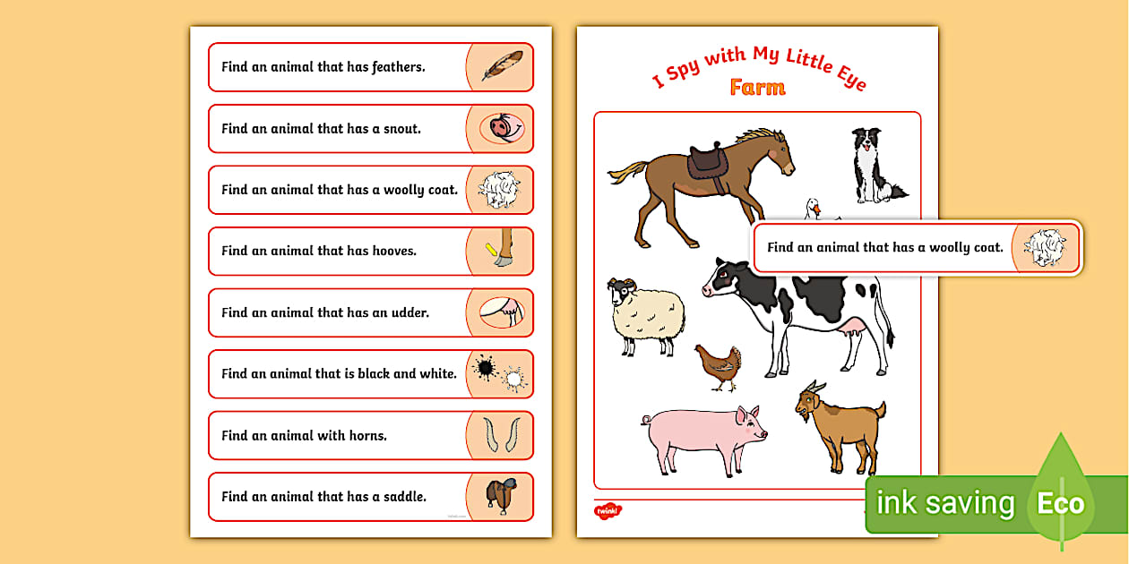 I Spy and Find: Farm Animals (teacher made) - Twinkl