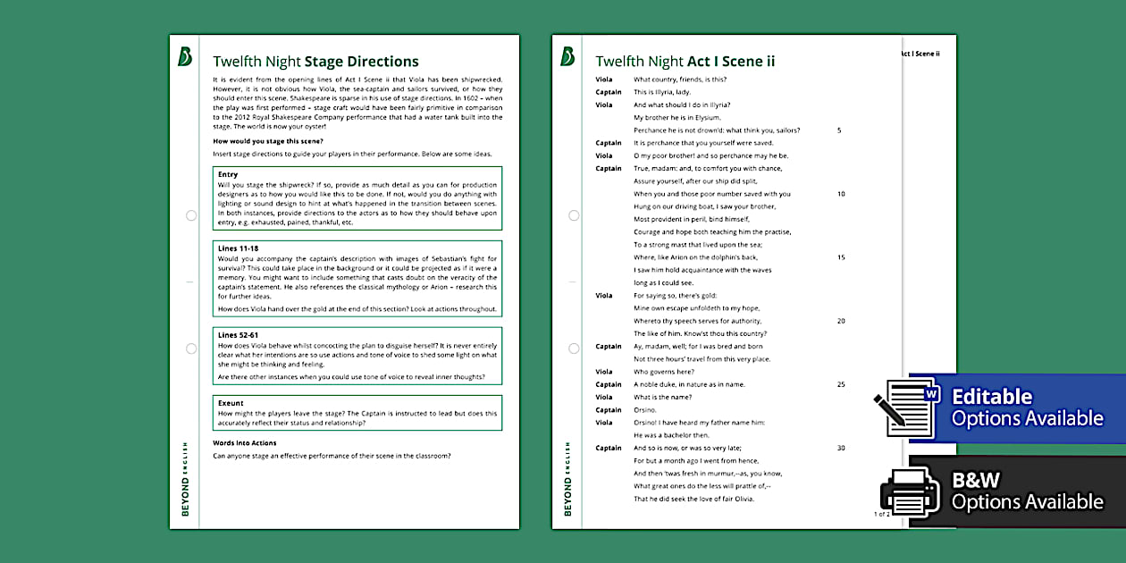 Stage directions in Twelfth Night | GCSE Shakespeare Beyond