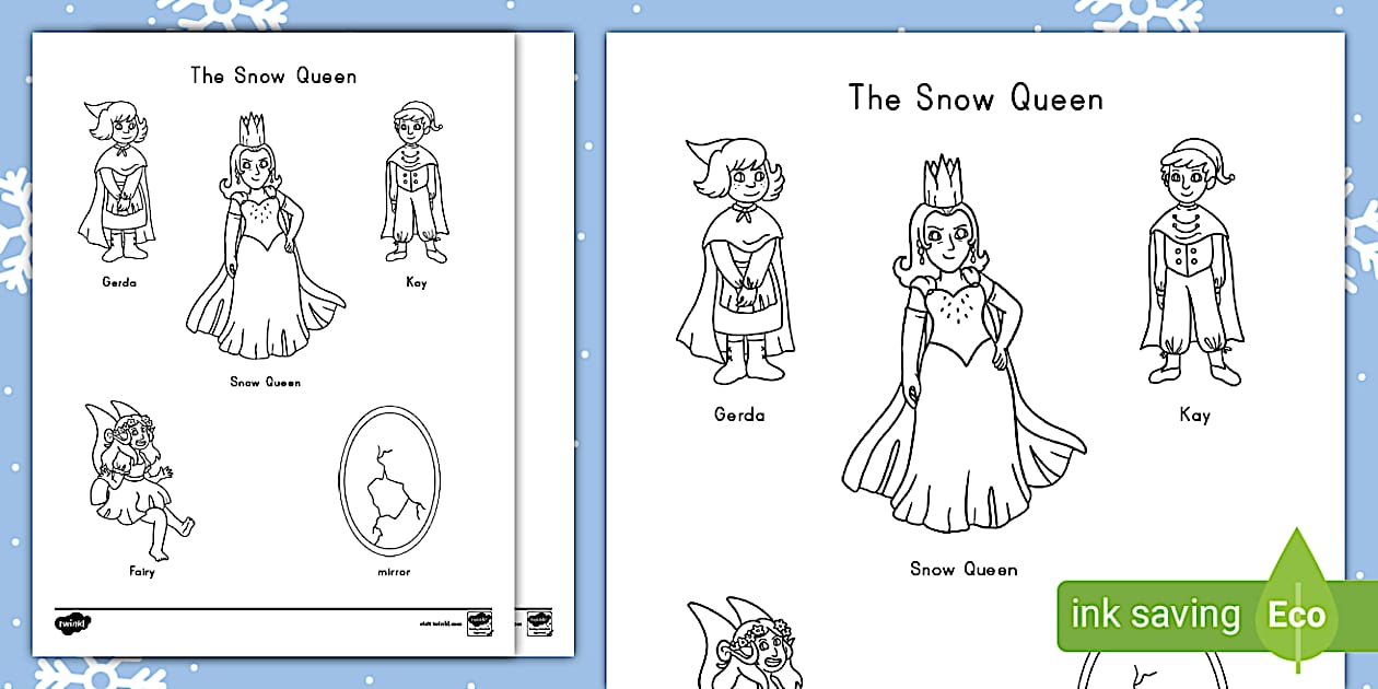 The Snow Queen Story Words Coloring Sheets (teacher made)