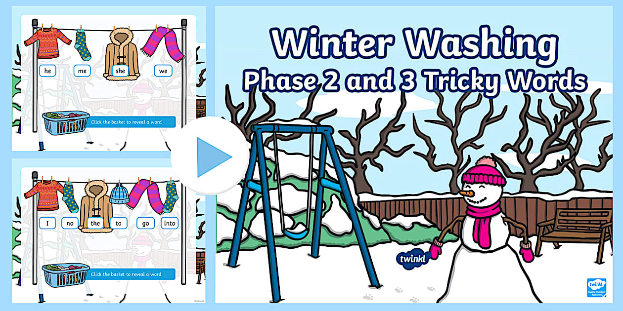Winter Washing Phase 2 and 3 Tricky Word PowerPoint - Twinkl