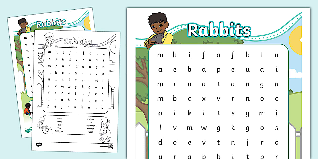 Rabbits Word Search (Teacher-Made) - Twinkl