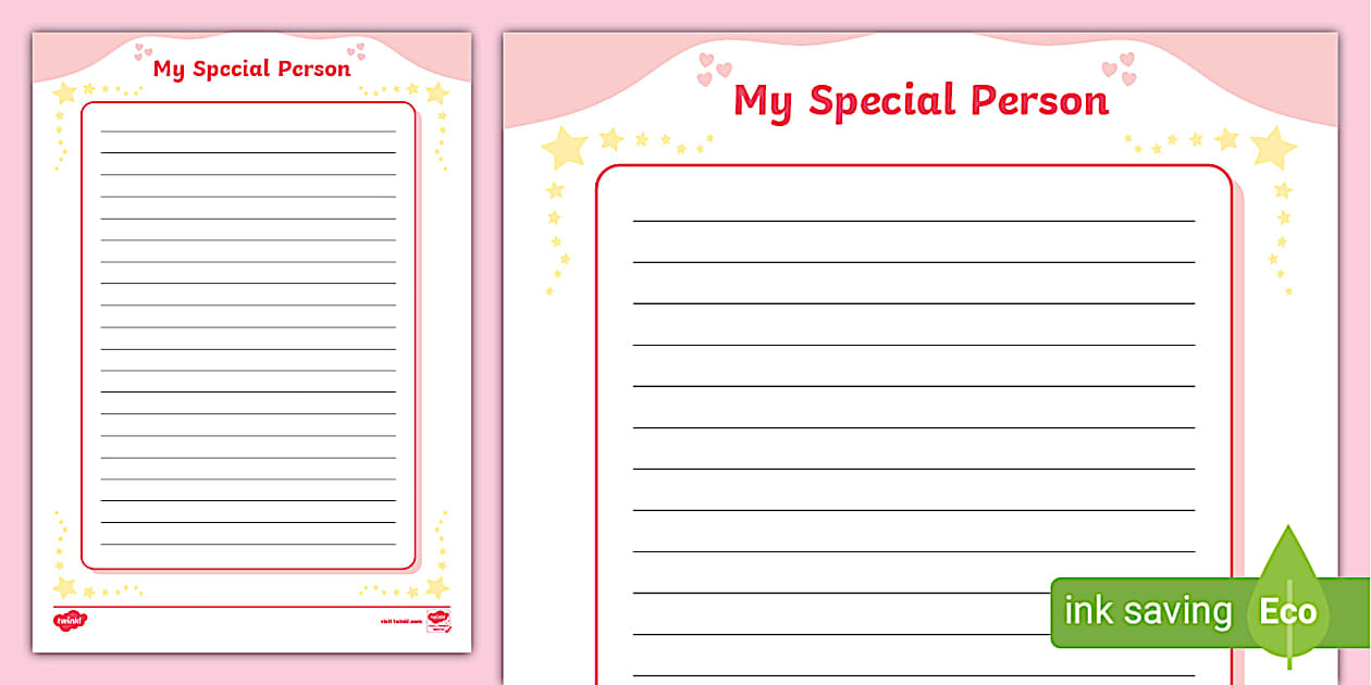 My Special Person Poem Writing Frame (teacher made) - Twinkl