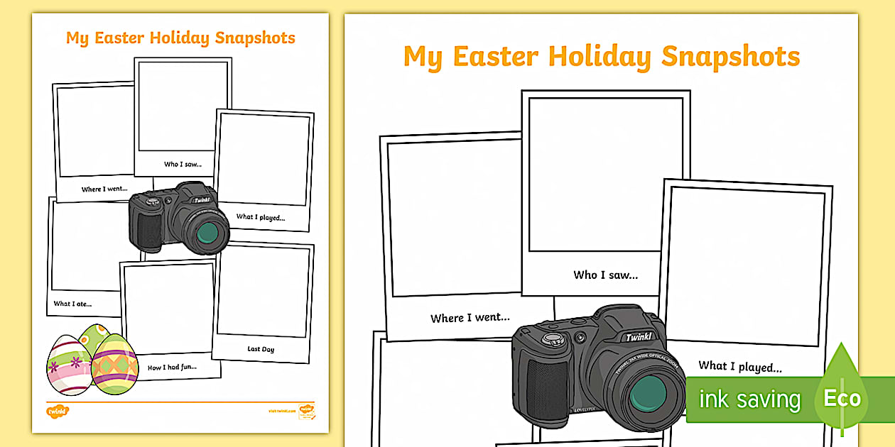 Easter Holiday Snapshots Writing Frame - Twinkl