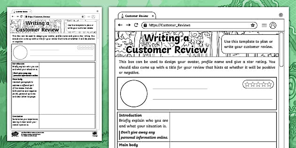 Writing a Customer Review KS2 Worksheet (teacher made)