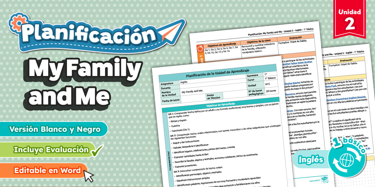 Inglés | 1° Básico | Unidad 2 | Unit 2 | My Family and Me