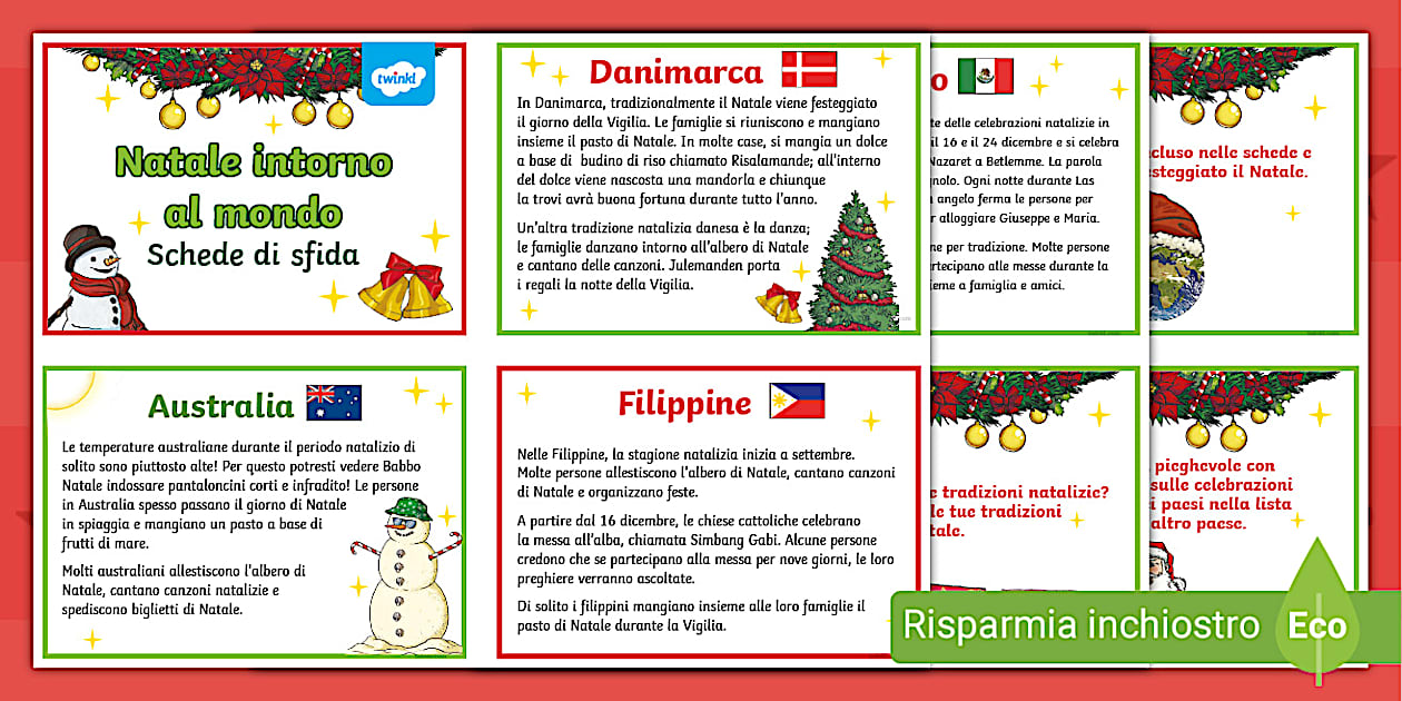 Schede Natale nel mondo con domande (teacher made) - Twinkl
