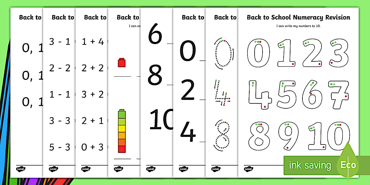 Back to School Numeracy Revision Activity Sheets - Twinkl