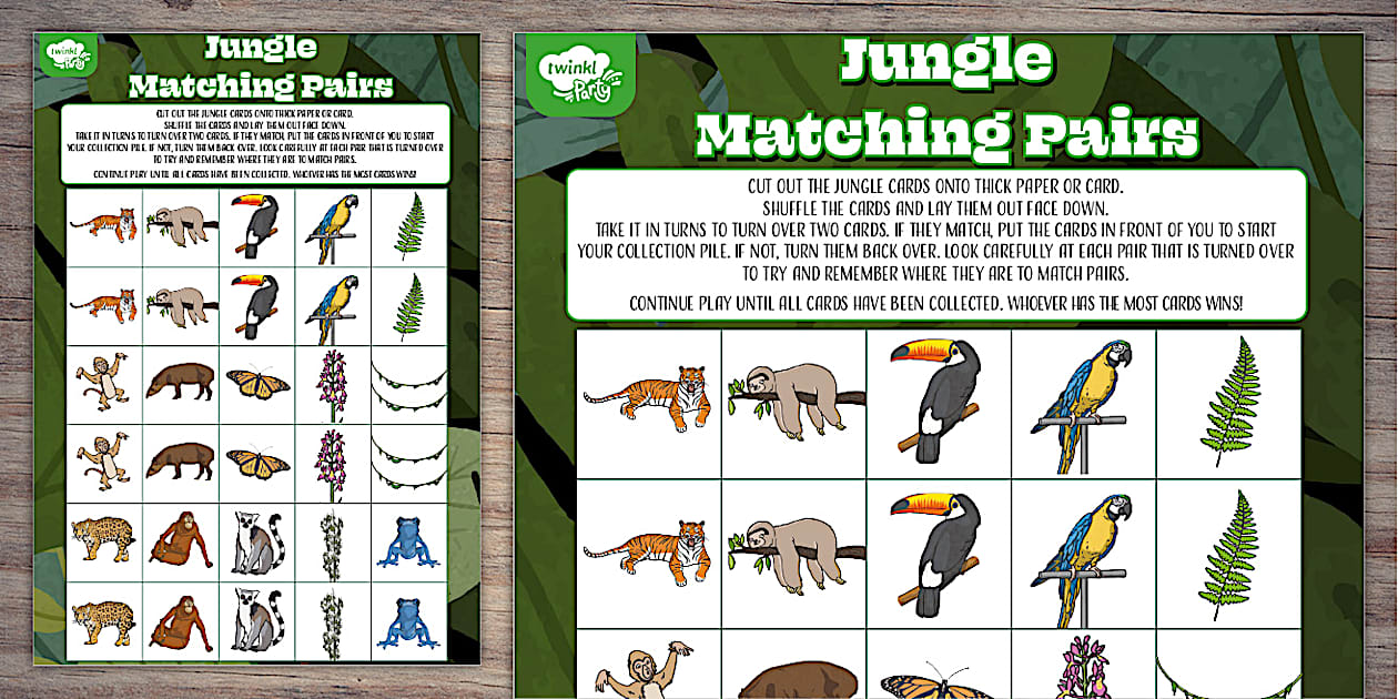 Jungle Pairs Matching Game Printable | Twinkl Party - Twinkl