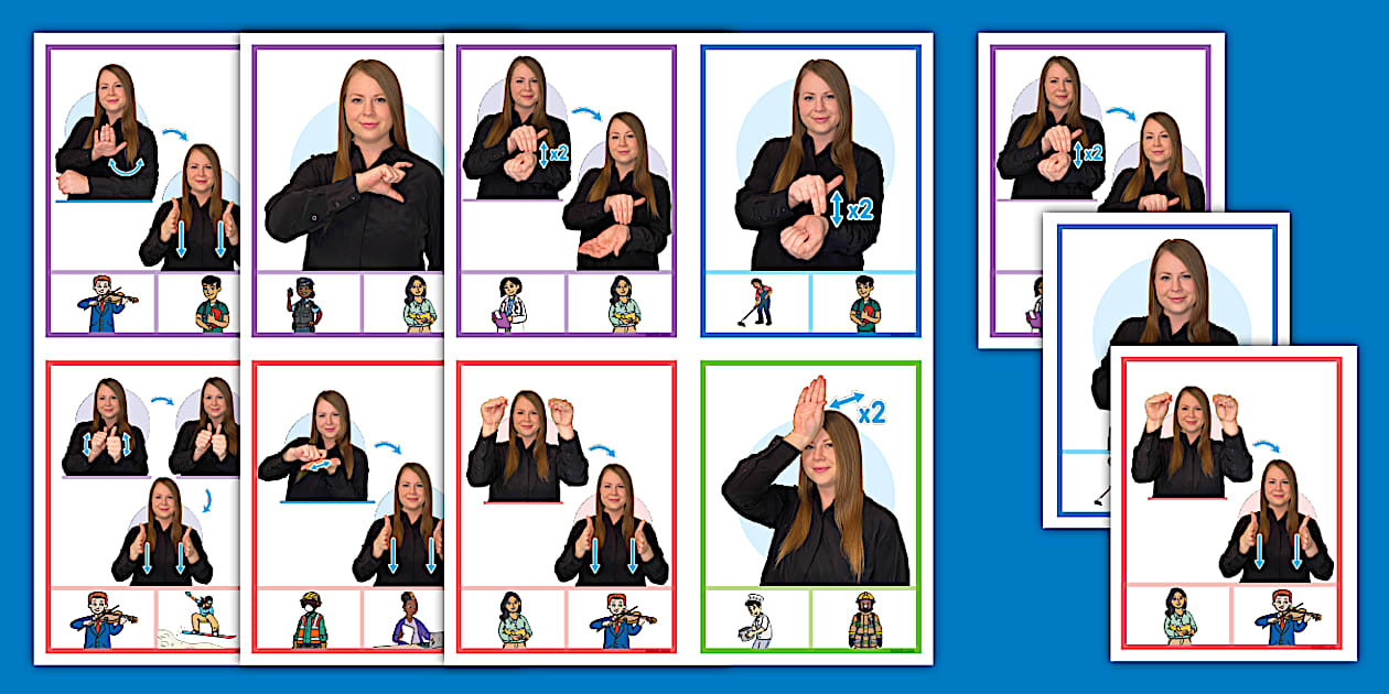 ASL Jobs Clip Cards (Teacher-Made) - Twinkl